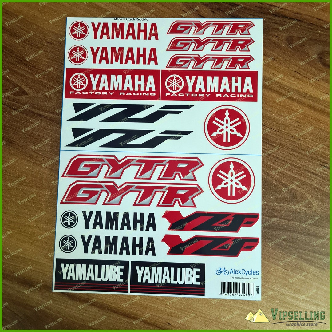 Yamaha Red Factory Racing Motorbike Motorcycle 25 Laminated Decals Kit ...