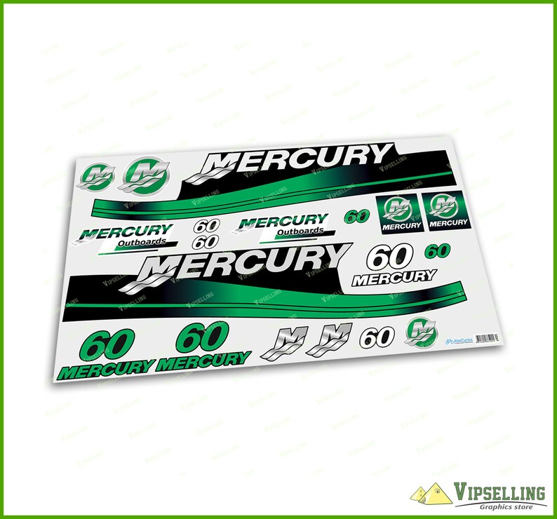 Mercury 60HP Outboard Motor Decals Stickers Set - Etsy
