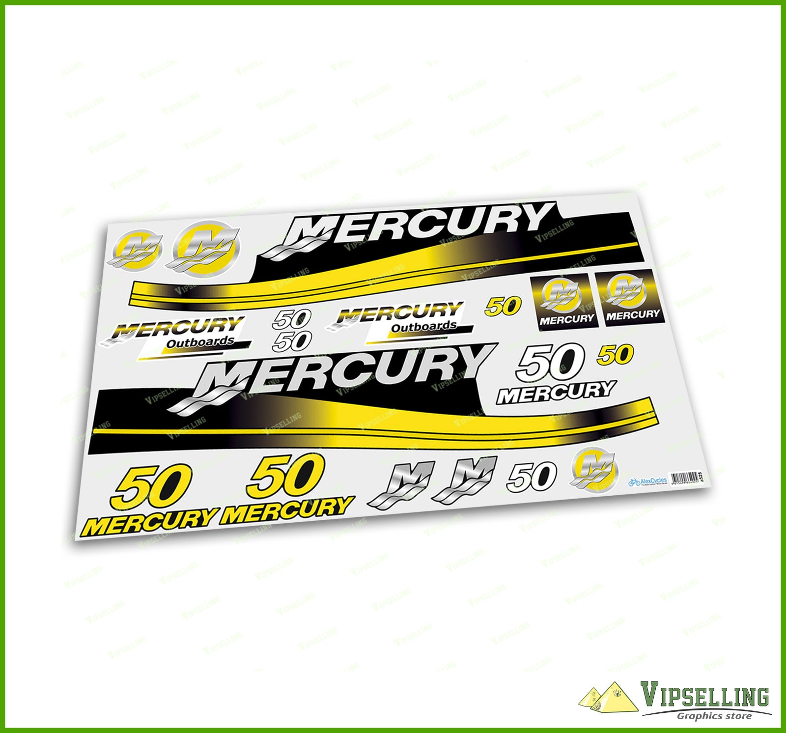 Mercury 50HP Outboard Motor Decals Stickers Set - Etsy