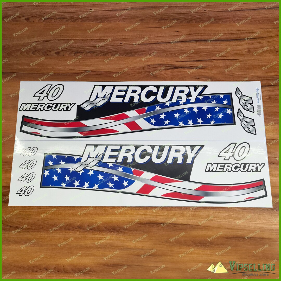 Mercury Elpto 40 50 60HP Outboard Motor USA Flag Patriotic Cute High ...