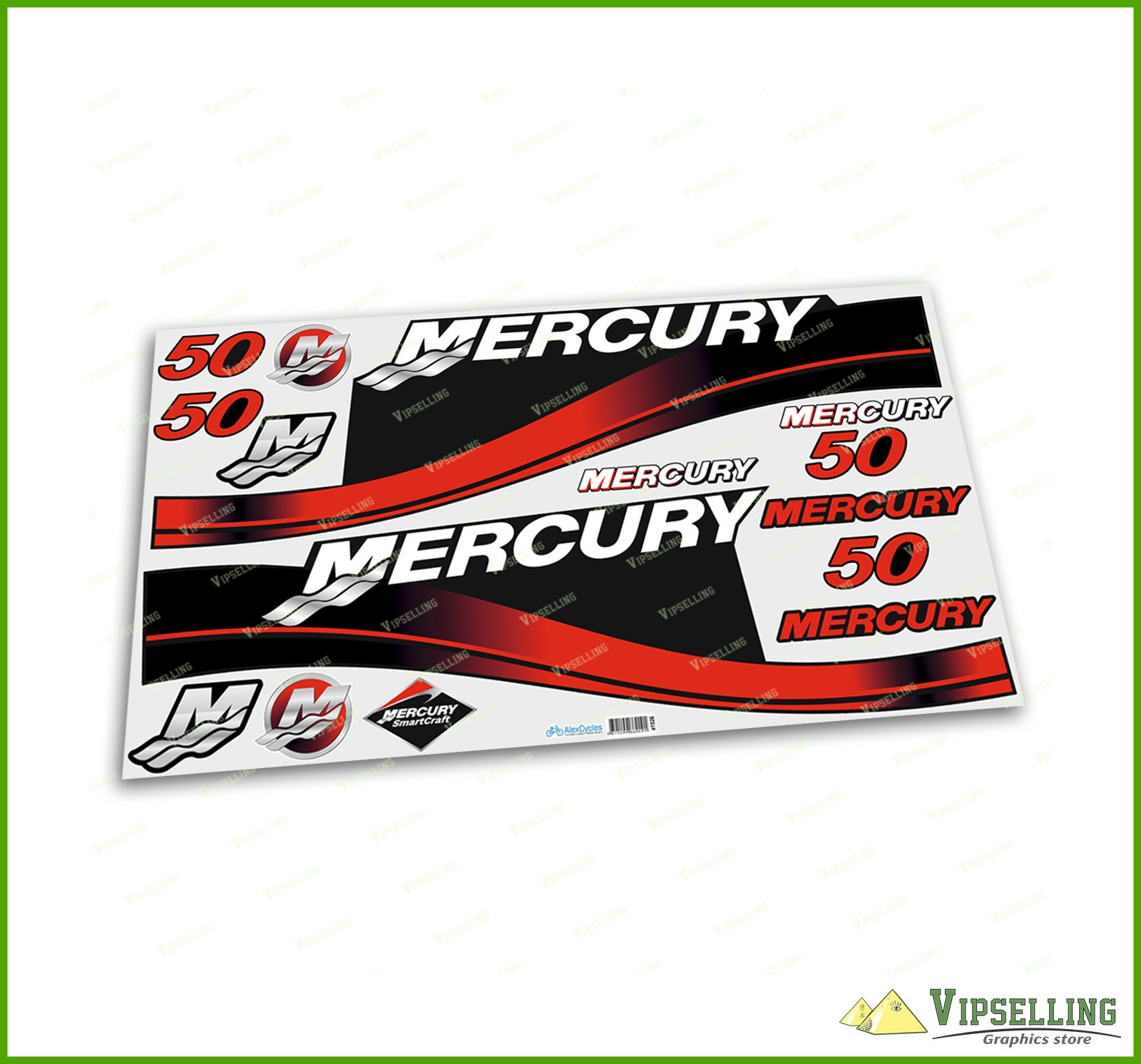 Mercury Marine 50HP Outboard Motor Decals Stickers Set - Etsy