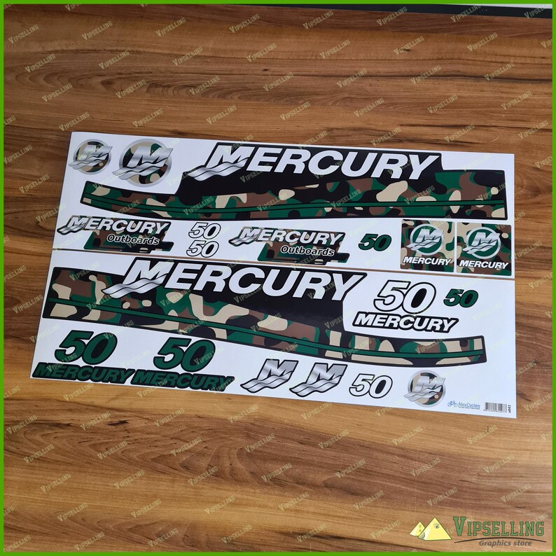 Mercury 50HP Outboard Motor Decals Stickers Set - Etsy