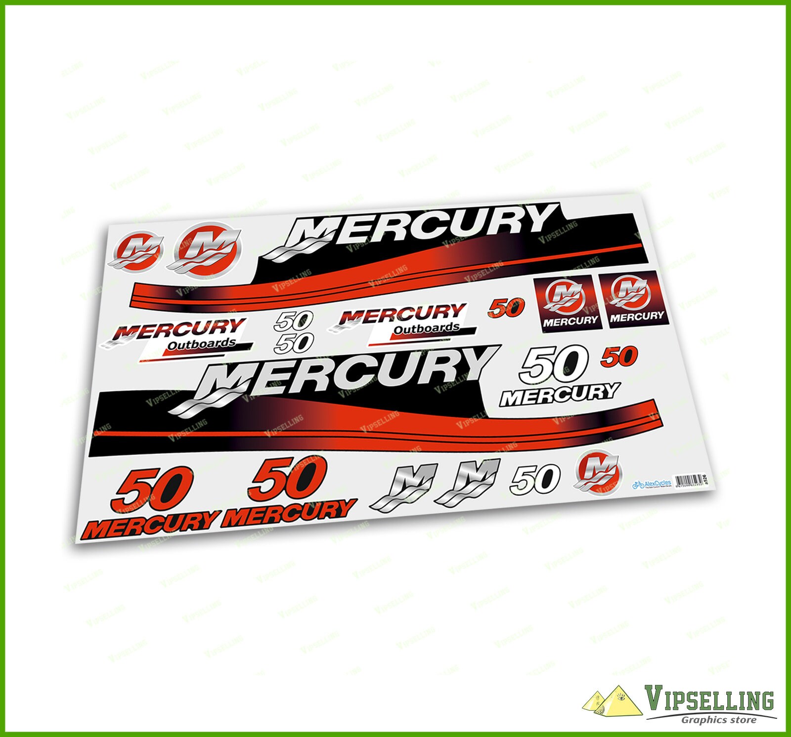 Mercury 50HP Outboard Motor Decals Stickers Set - Etsy
