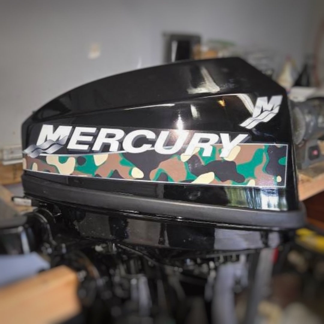 Camo Mercury 15HP Outboard Motor Decal Set Vinyl Stickers for Boat ...
