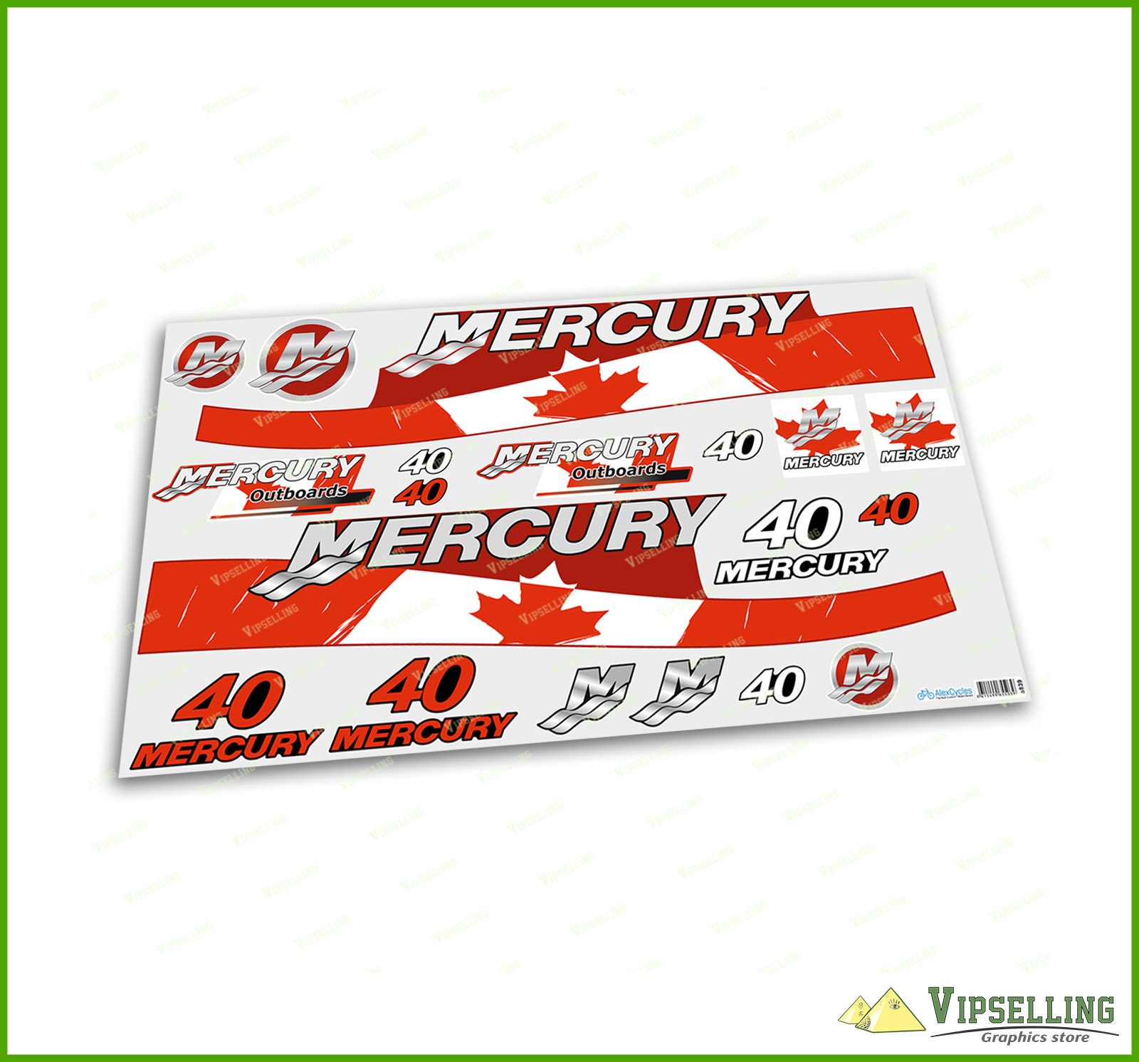 Mercury 40HP Outboard Motor USA Canada Patriotic Decals Stickers Set - Etsy