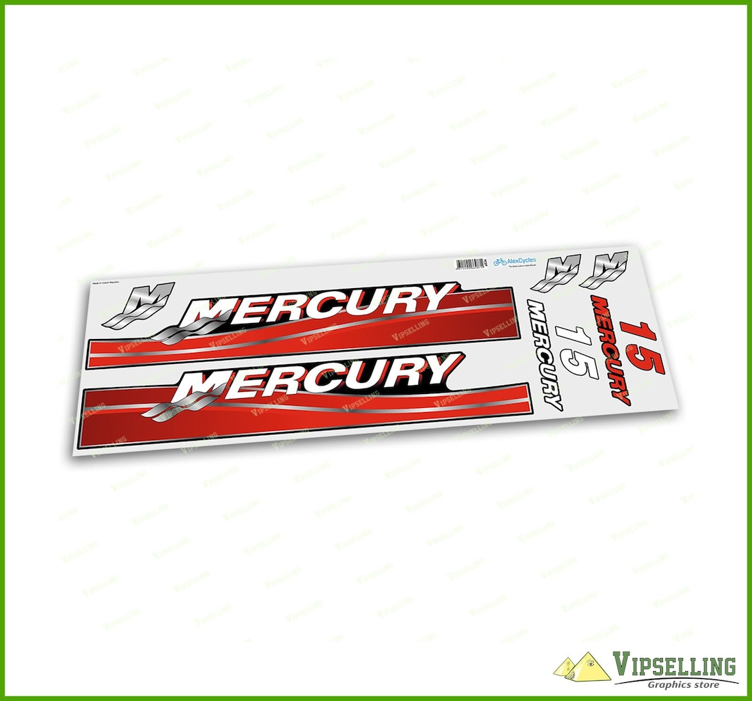 Mercury 15HP Outboard Motor Decals Stickers Set - Etsy