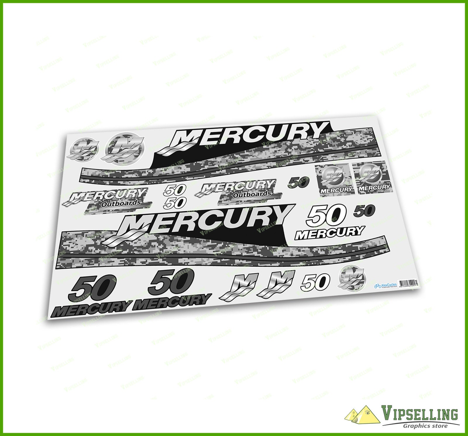 Mercury 50HP Outboard Motor Decals Stickers Set - Etsy