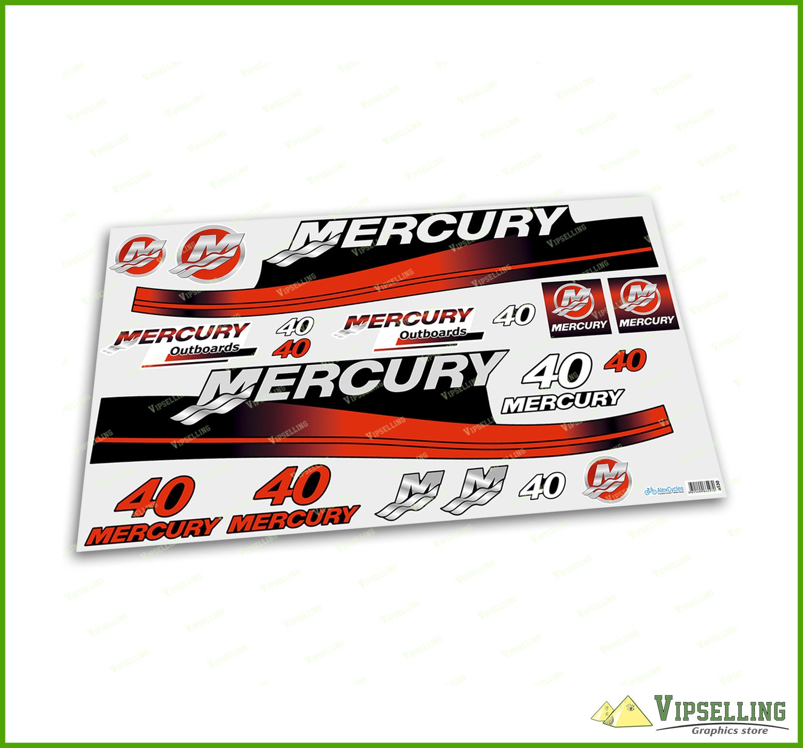 Mercury 40HP Outboard Motor Decals Stickers Set - Etsy