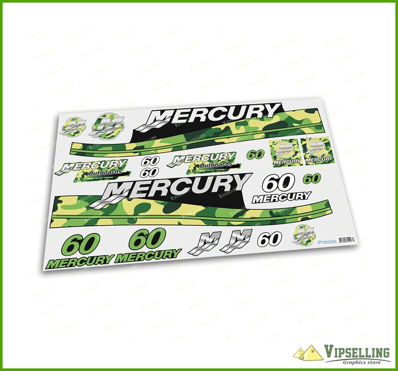 Mercury 60HP Outboard Motor Decals Stickers Set - Etsy