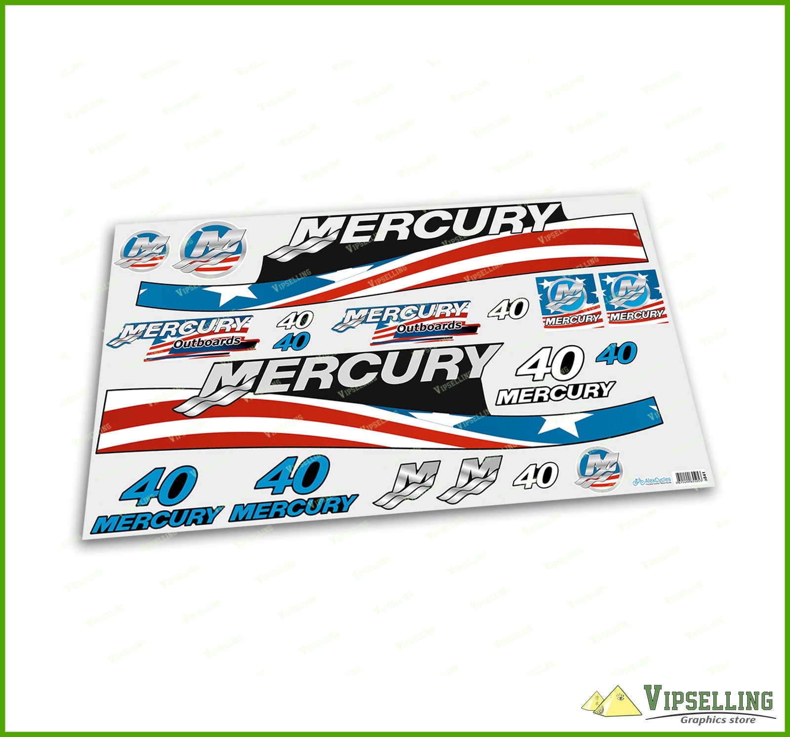 Mercury 40HP Outboard Motor USA Canada Patriotic Decals Stickers Set - Etsy