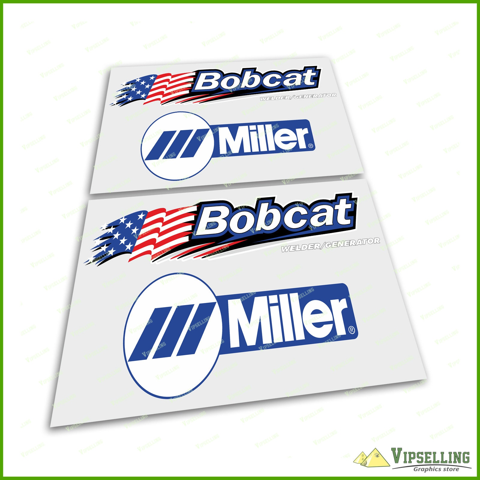 Bobcat USA Patriotic Flag Miller Welder Generator Laminated Decals ...