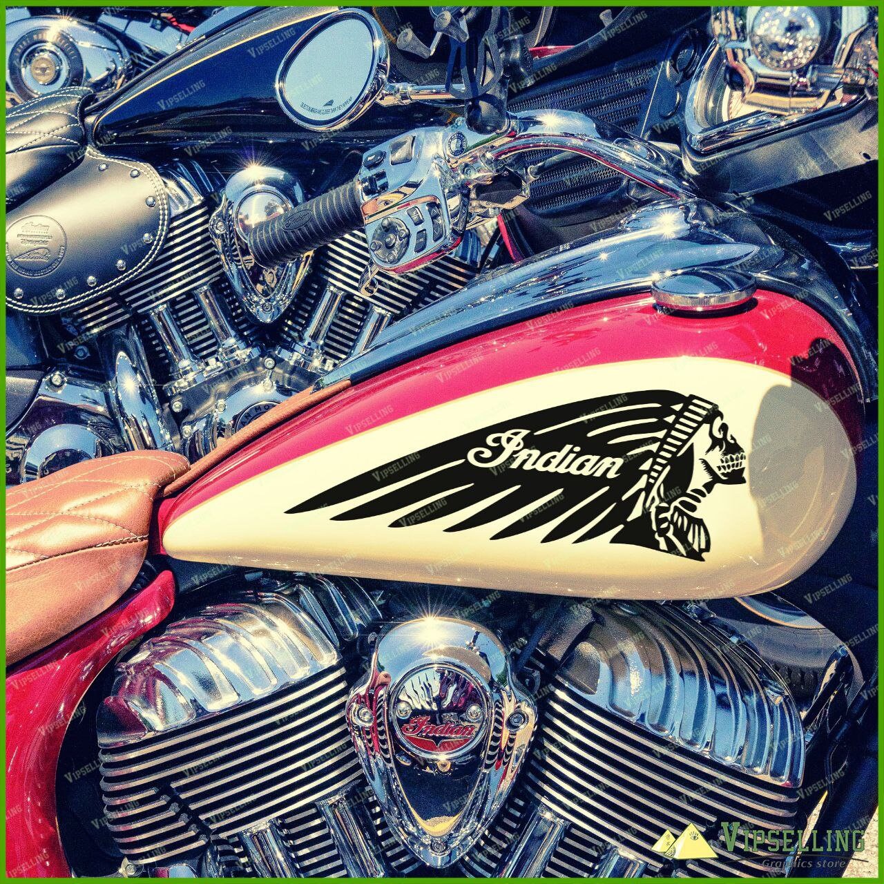 Indian Skull Motorcycle Fuel Gas Tank Decals Stickers Cute Vinyl Custom ...