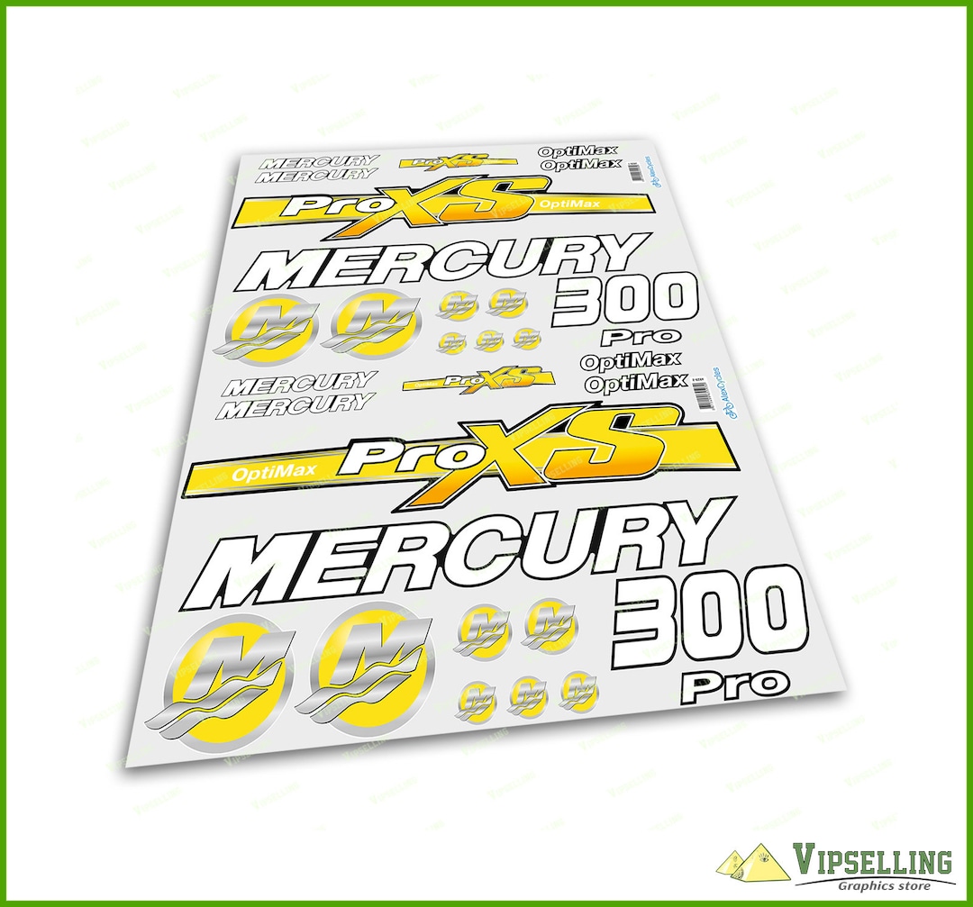 Mercury Optimax Pro XS 300HP Outboard Motor Decals Stickers Set - Etsy