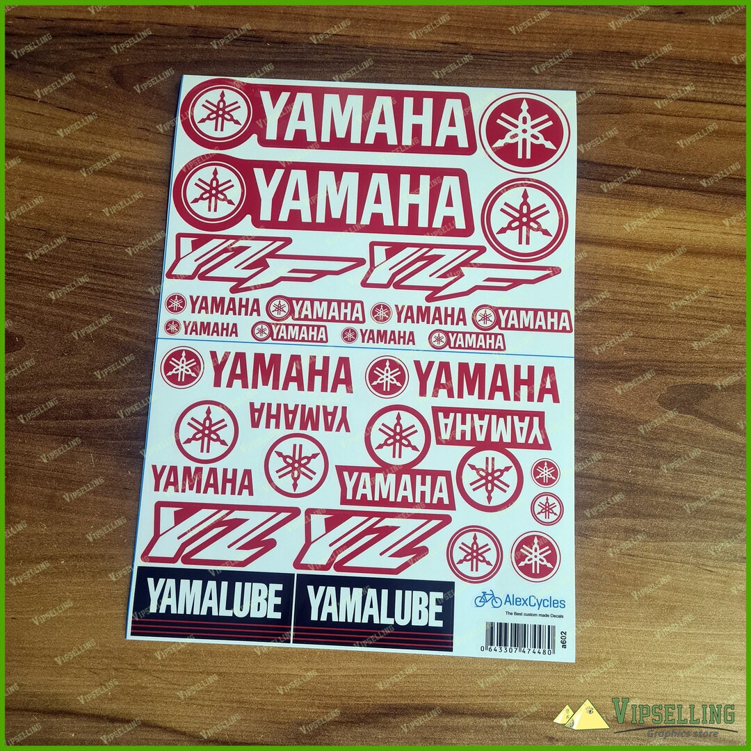Yamaha Red Factory Racing Motorbike Motorcycle 25 Laminated Decals Kit ...