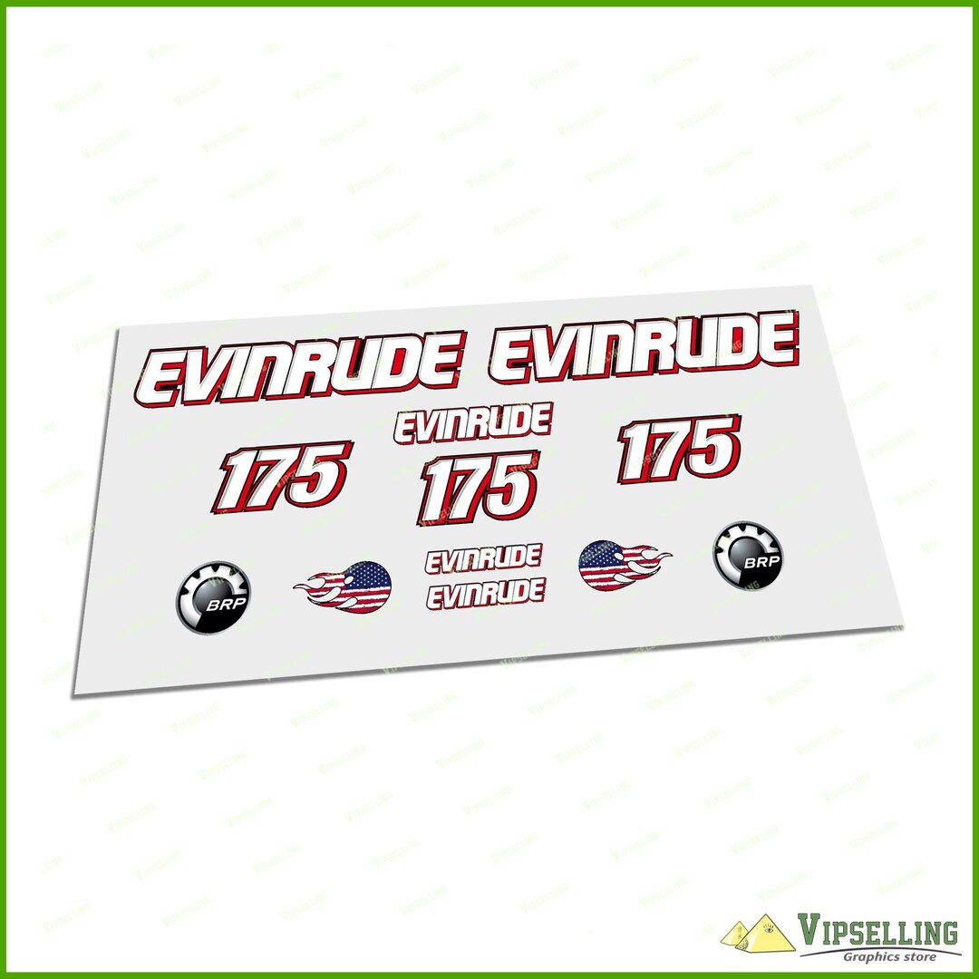 Evinrude 175HP USA Flag Outboard Motor Engine Boat Stickers High ...