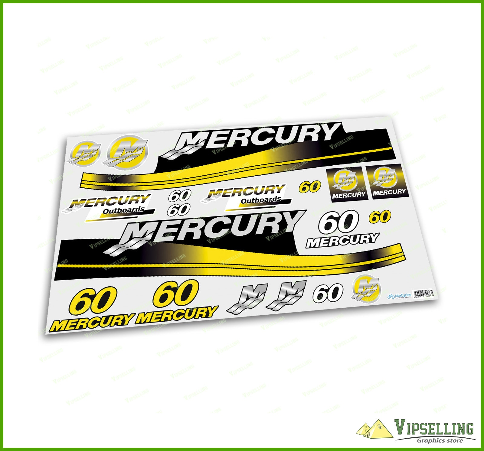 Mercury 60HP Outboard Motor Decals Stickers Set - Etsy