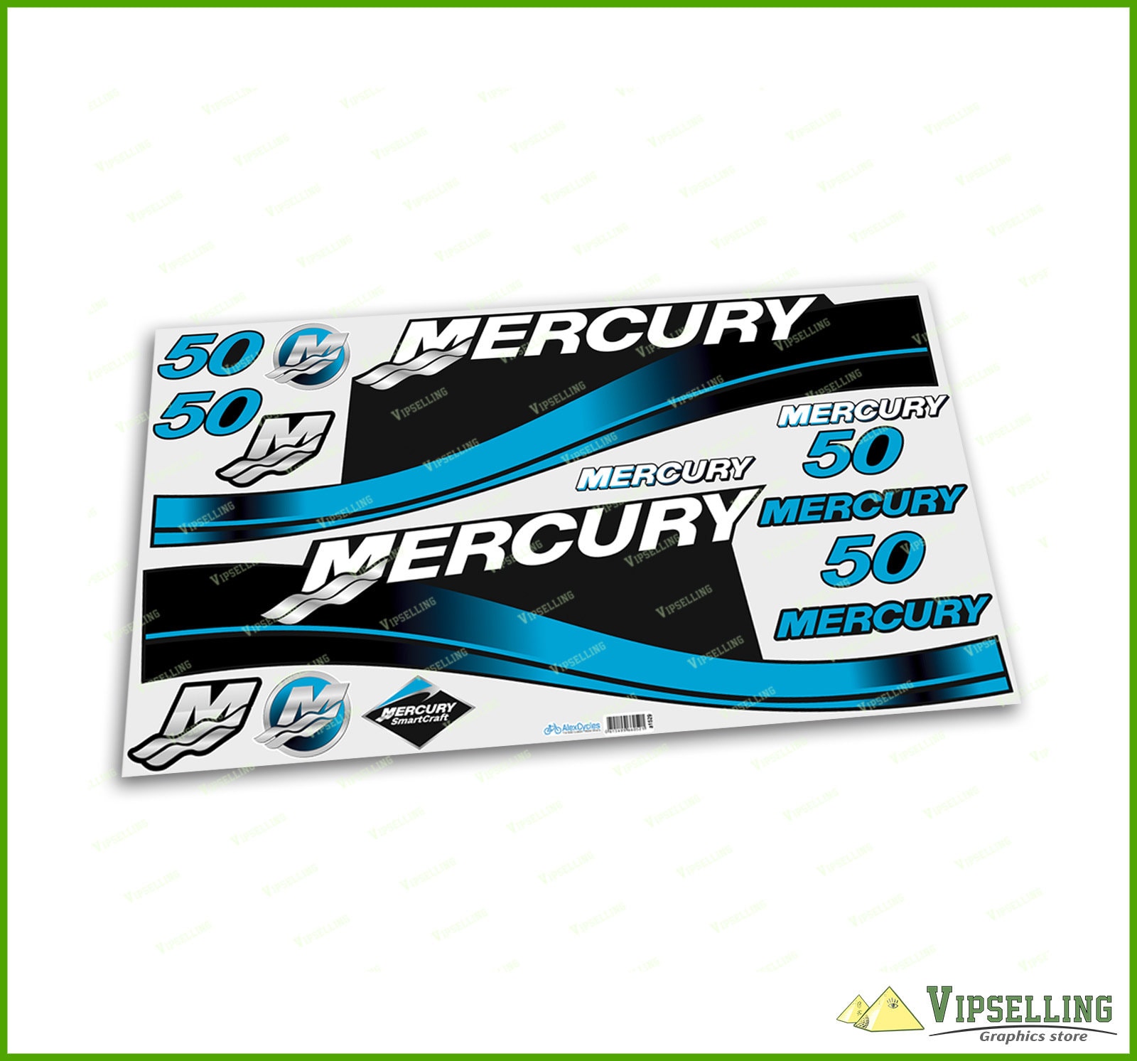 Mercury Marine 50HP Outboard Motor Decals Stickers Set - Etsy