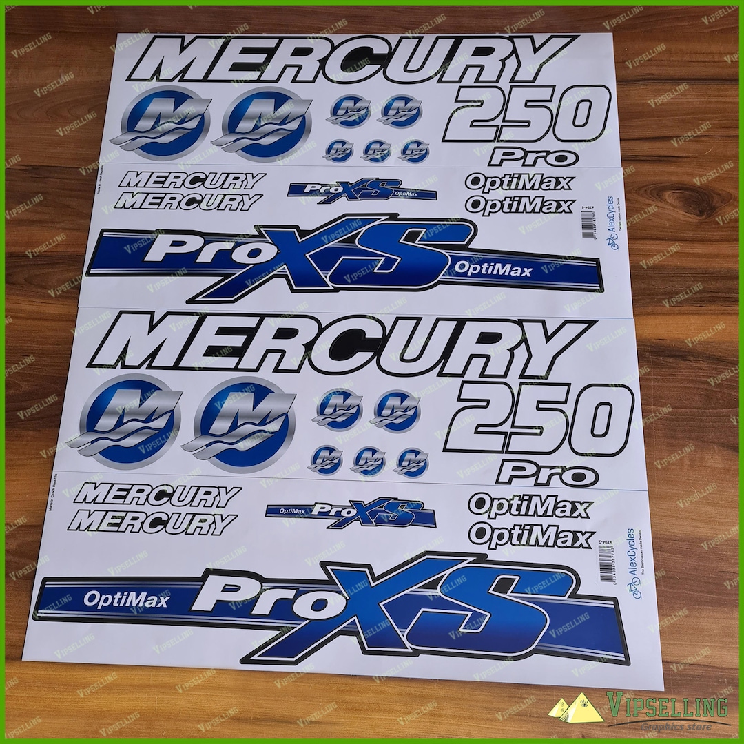 Mercury Pro XS 115 150 175 200 225 250 HP Motor Blue Laminated Outboard ...