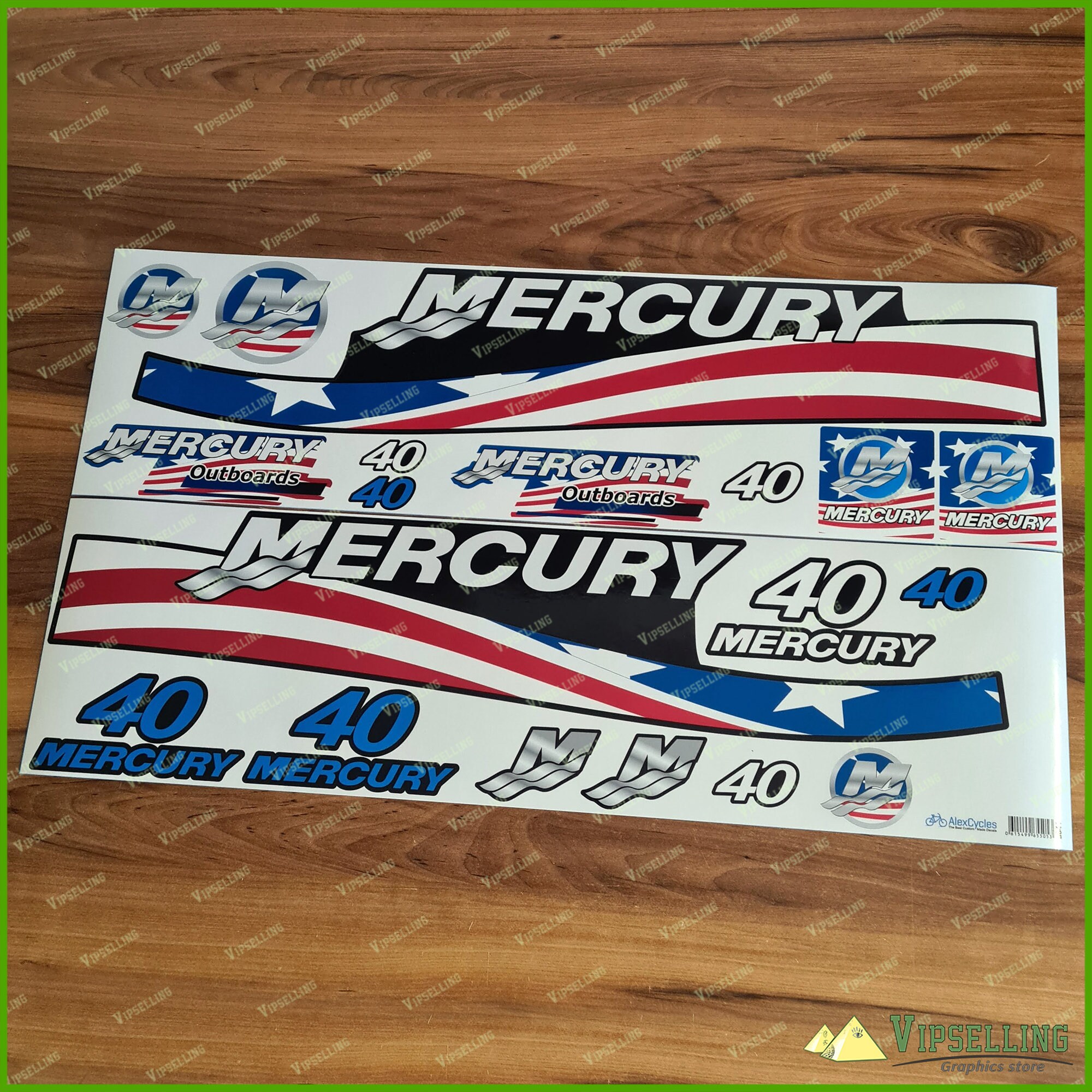 Mercury 40HP Outboard Motor USA Canada Patriotic Decals Stickers Set - Etsy