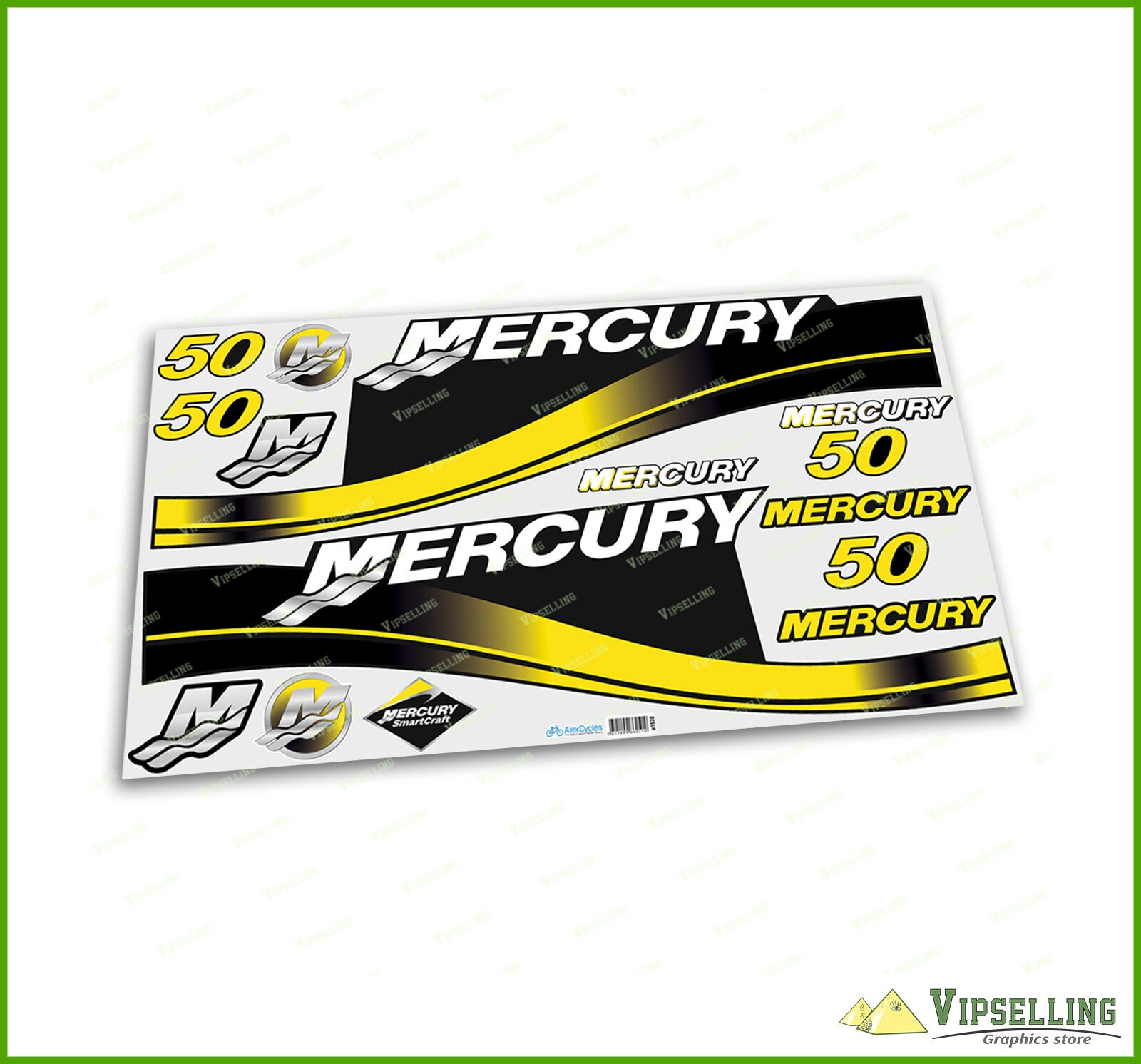 Mercury Marine 50HP Outboard Motor Decals Stickers Set - Etsy