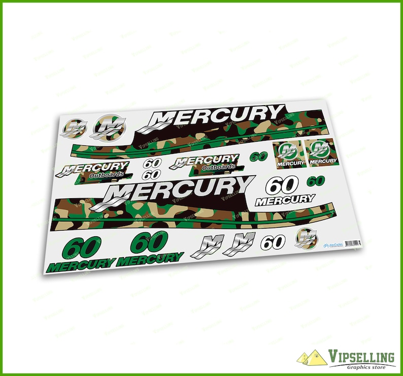 Mercury 60HP Outboard Motor Decals Stickers Set - Etsy