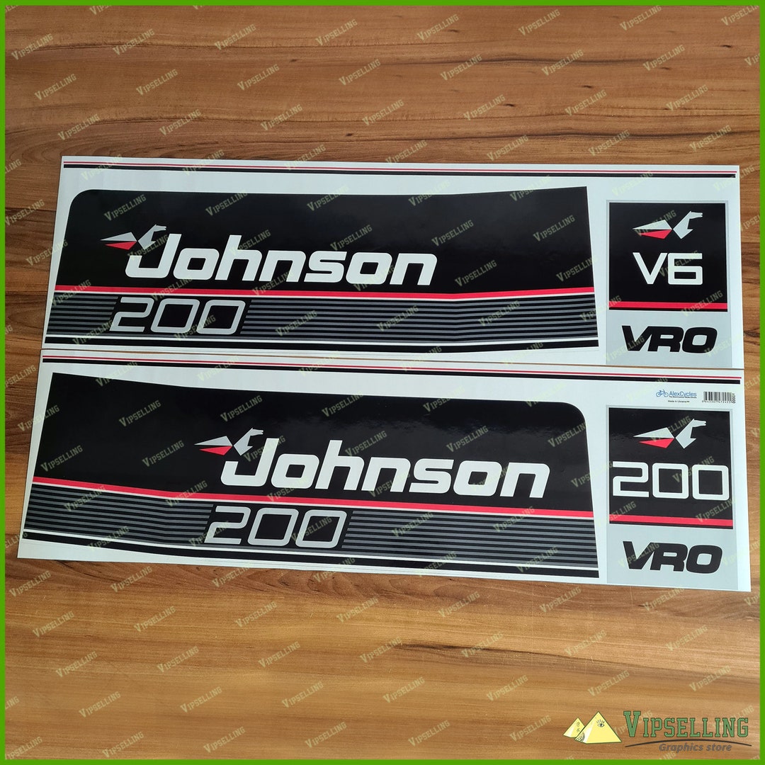 JOHNSON 1989 1990 200 HP V6 Motor Horse Power VRO Laminated Vinyl ...