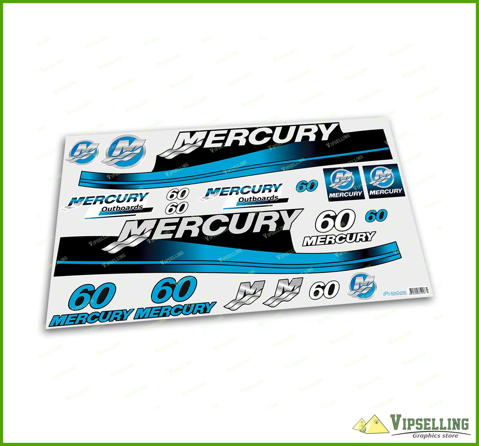 Mercury 60HP Outboard Motor Decals Stickers Set - Etsy