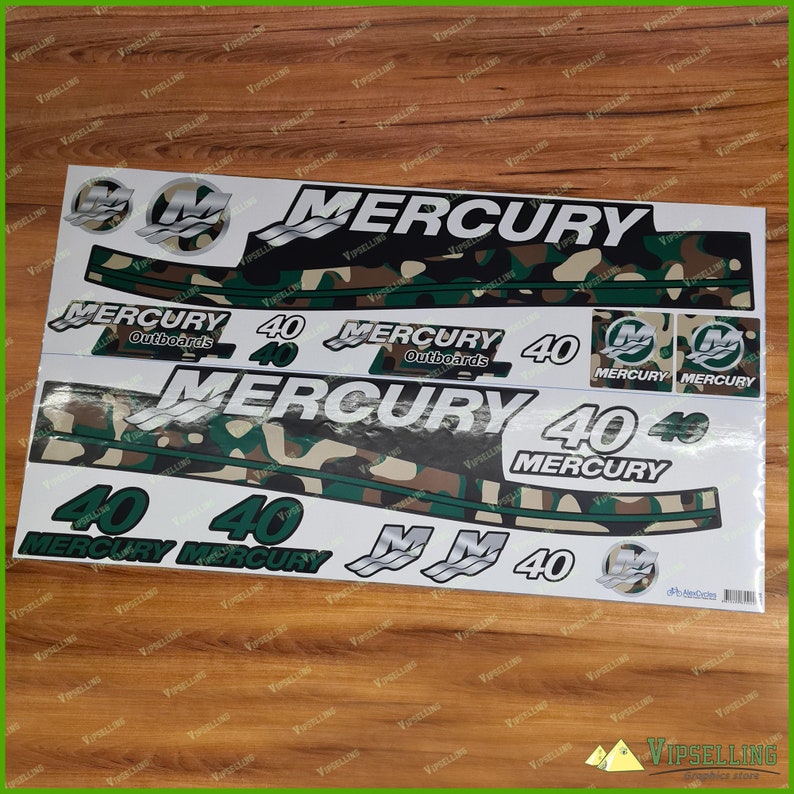 Mercury 40HP Outboard Motor Decals Stickers Set - Etsy