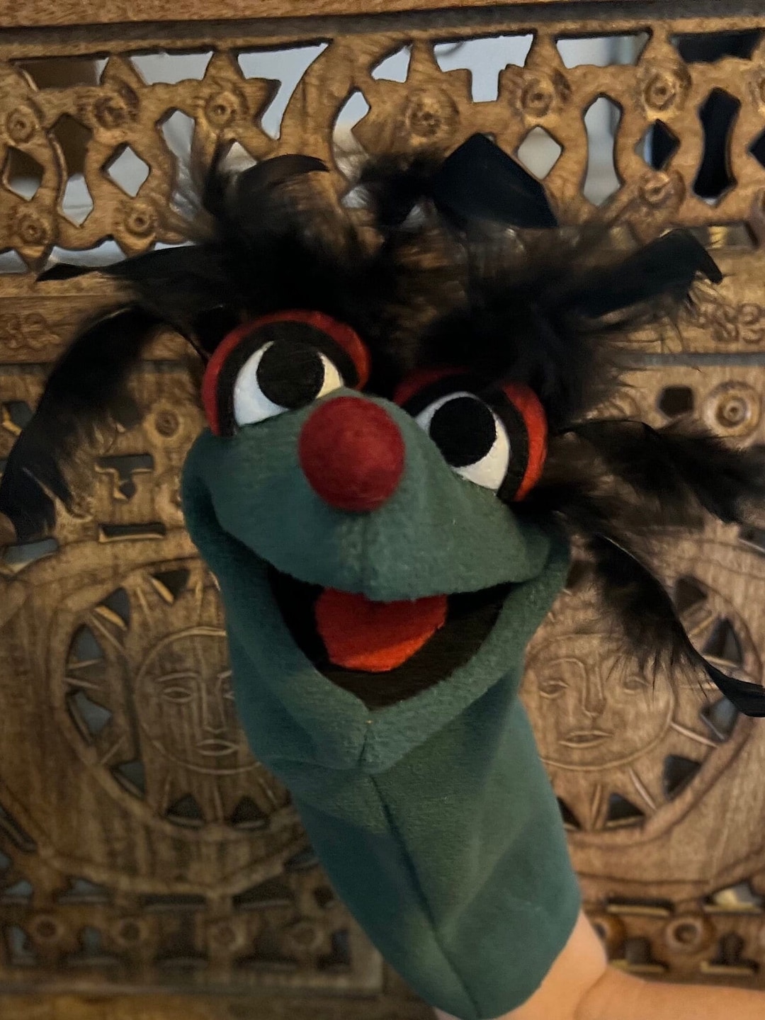 Blissful Green/black Hand Puppet - Etsy