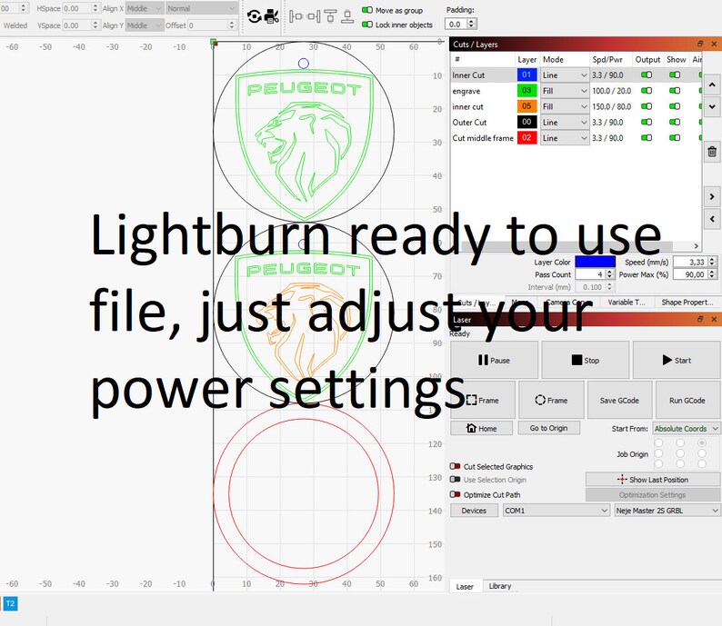 Peugeot Car Logo Air Freshener Lightburn Files - Etsy