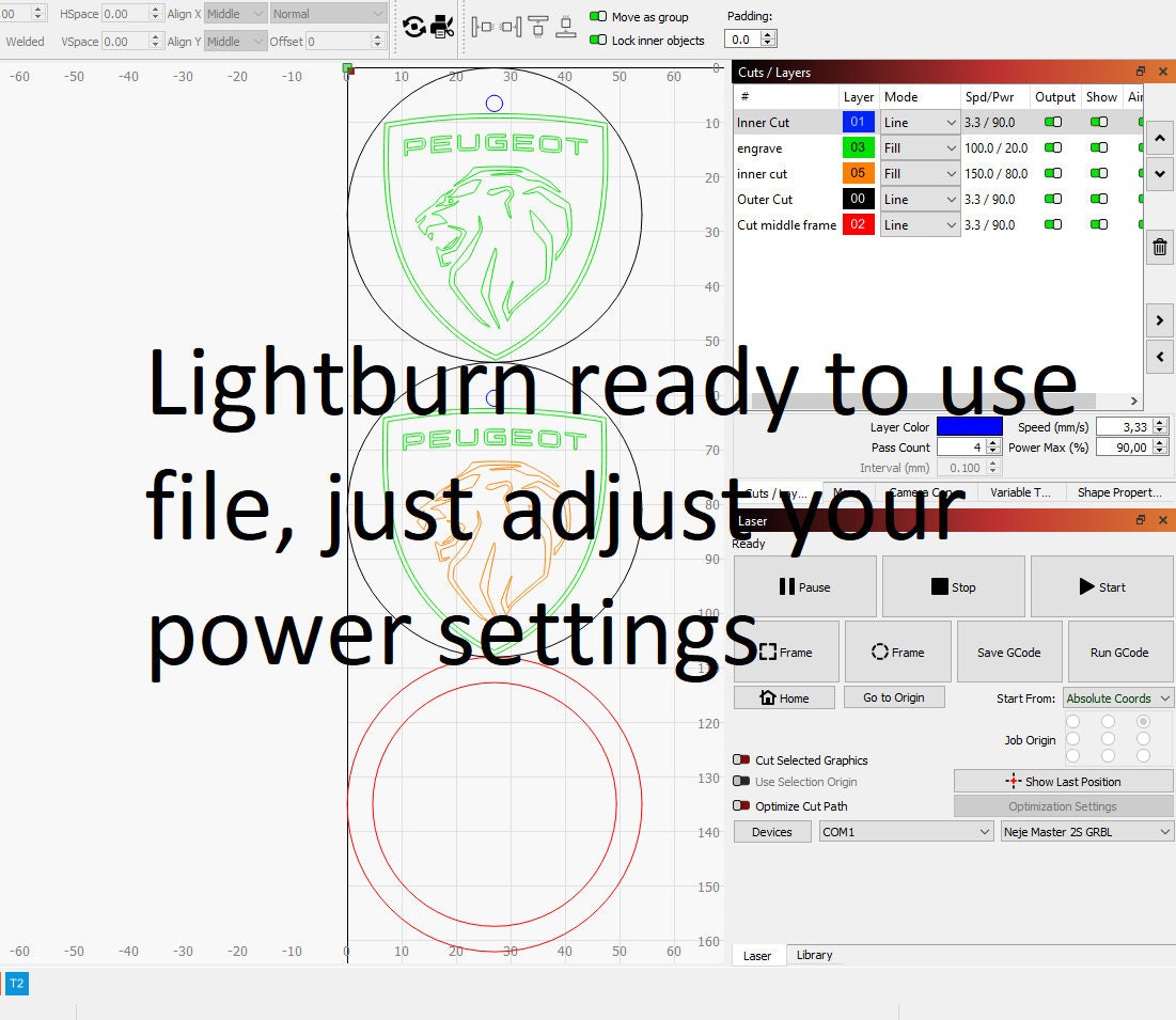 Peugeot Car Logo Air Freshener Lightburn Files - Etsy