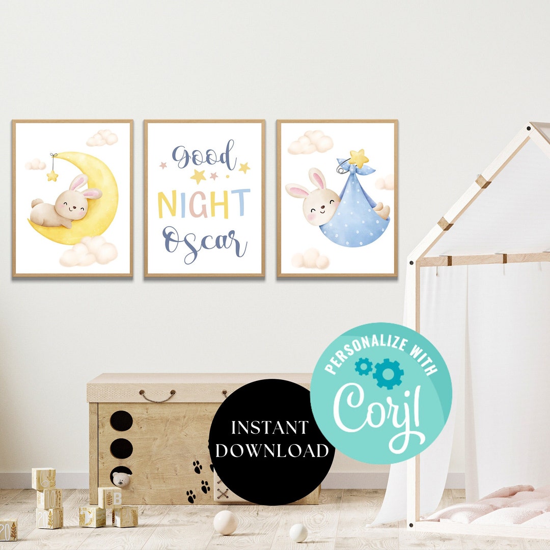 Name Sign Custom Initial Print Baby Boy Room Decor Custom Sign Letters ...