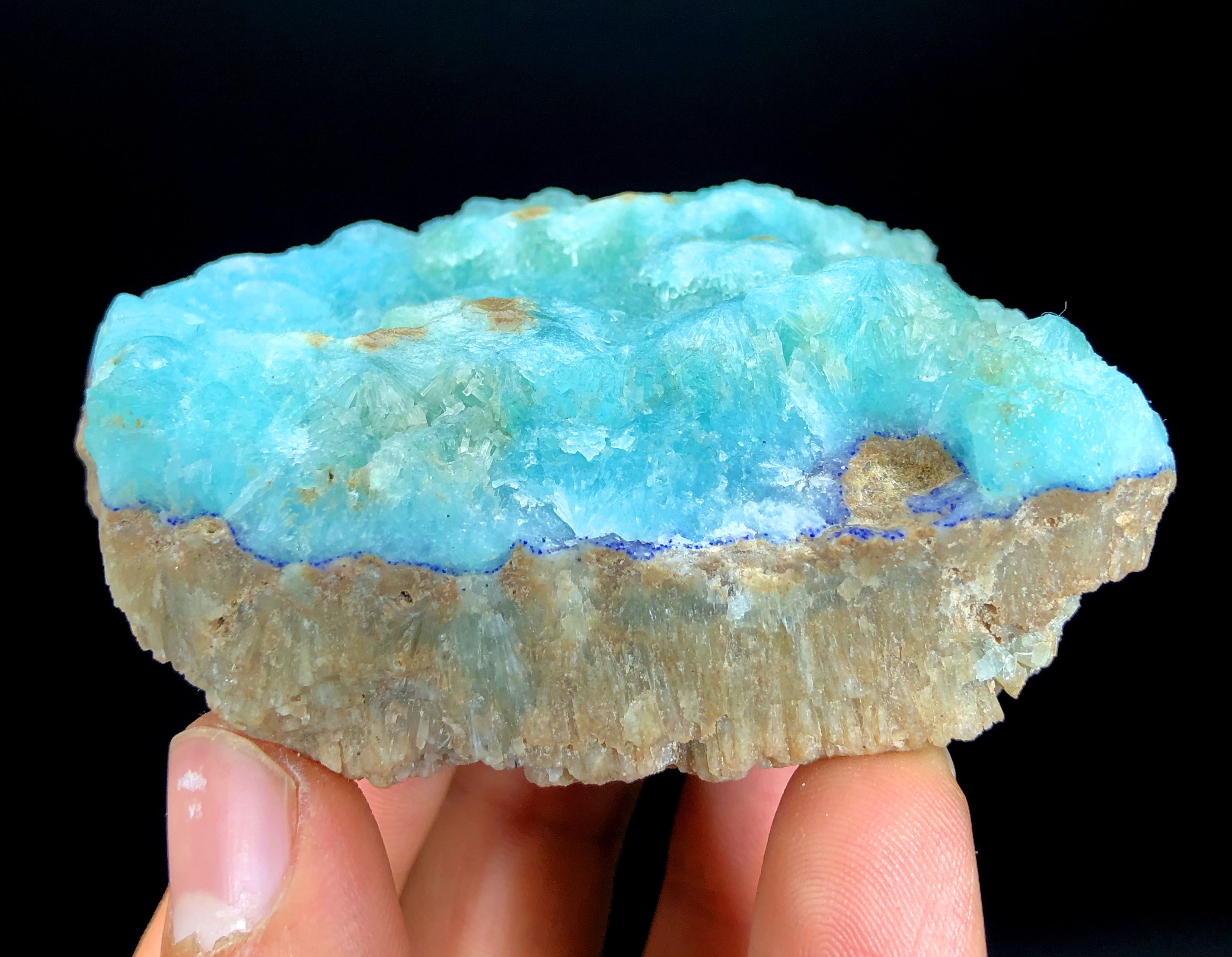 Natural Blue Color Aragonite on Matrix, Mineral Specimen, Aragonite ...