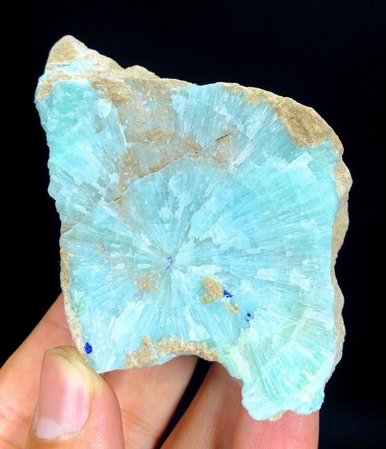 Natural Blue Color Aragonite Flower on Matrix, Mineral Specimen ...