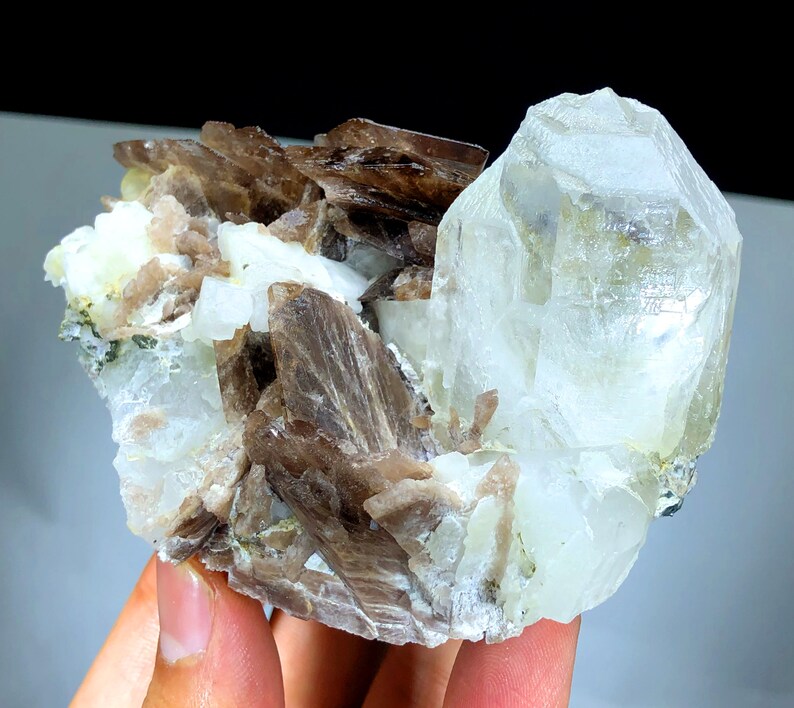 Natural Axinite Cluster With Quartz, Axinite Specimen, Raw Mineral ...