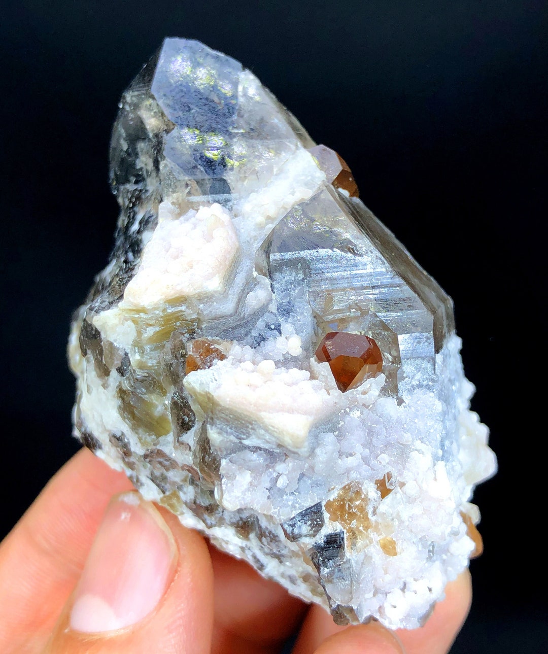 Rich Golden Color Topaz Crystals With Quartz and Lepidolite, Topaz ...
