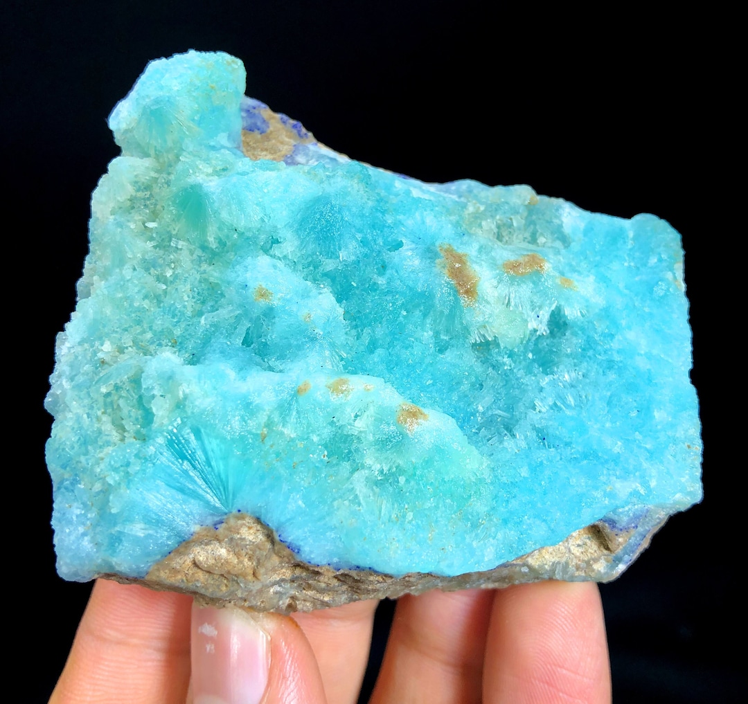 Natural Blue Color Aragonite on Matrix, Mineral Specimen, Aragonite ...