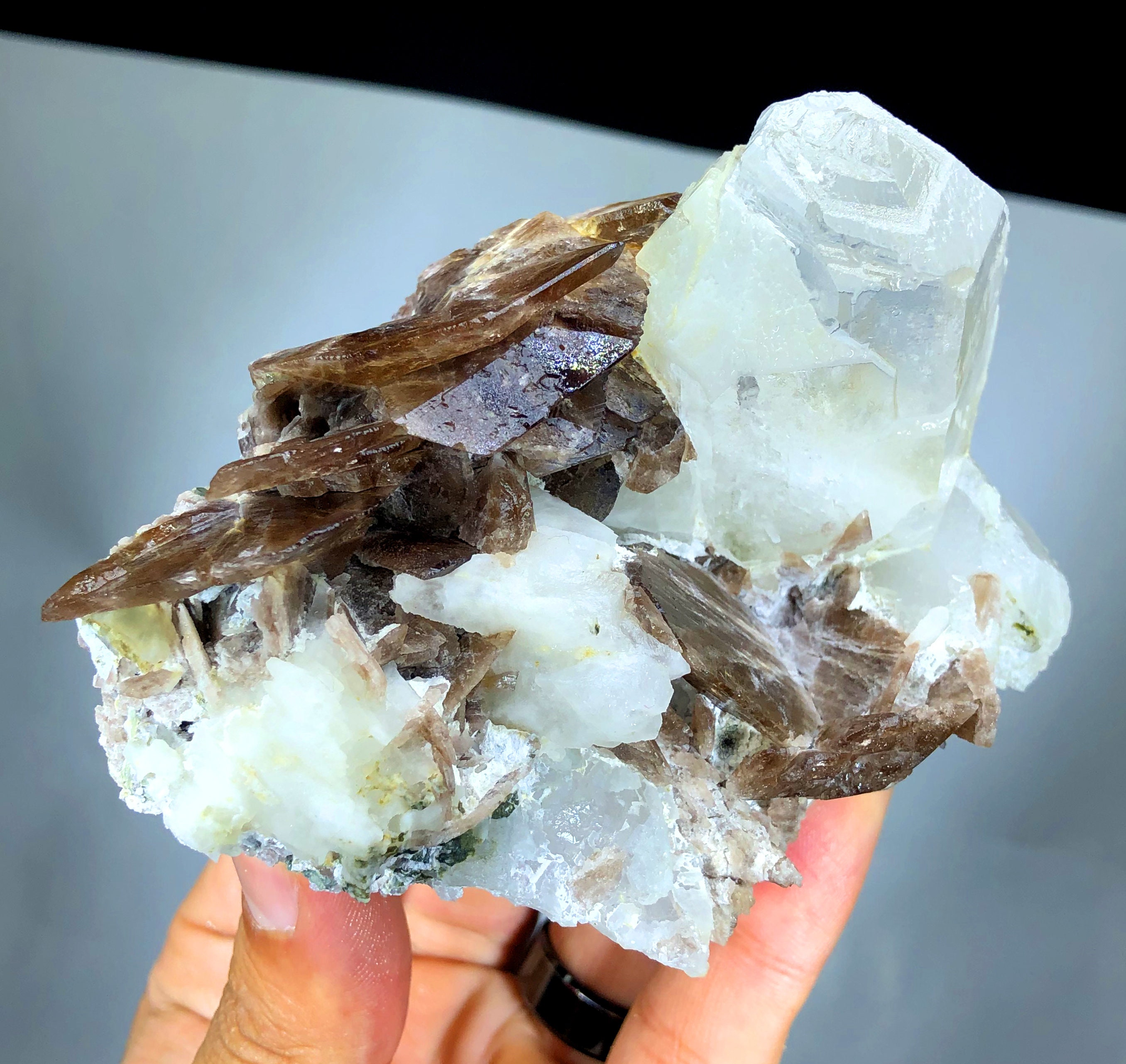 Natural Axinite Cluster With Quartz, Axinite Specimen, Raw Mineral ...