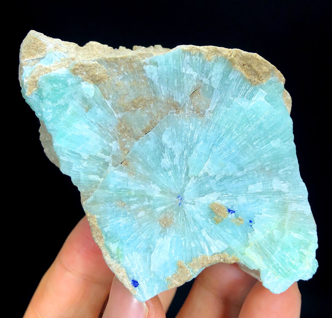 Natural Blue Color Aragonite Flower on Matrix, Mineral Specimen ...