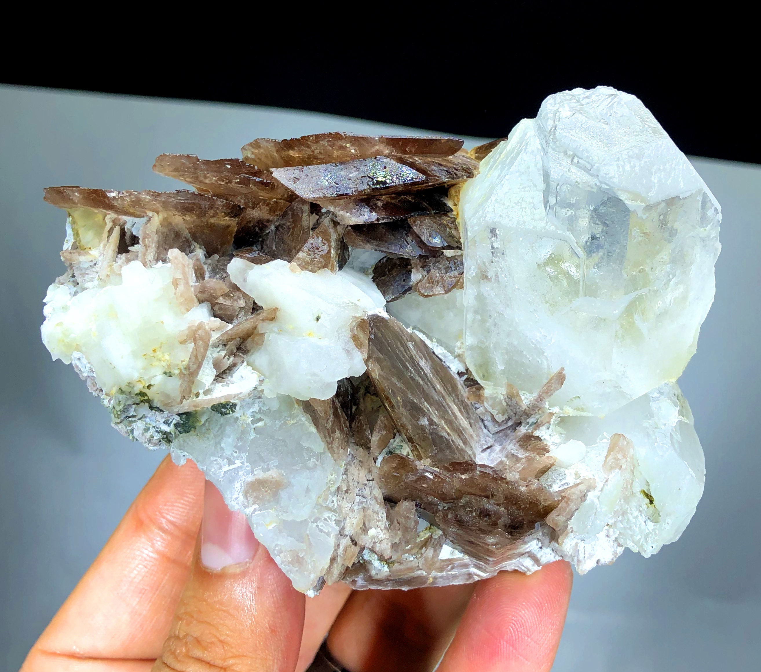 Natural Axinite Cluster With Quartz, Axinite Specimen, Raw Mineral ...