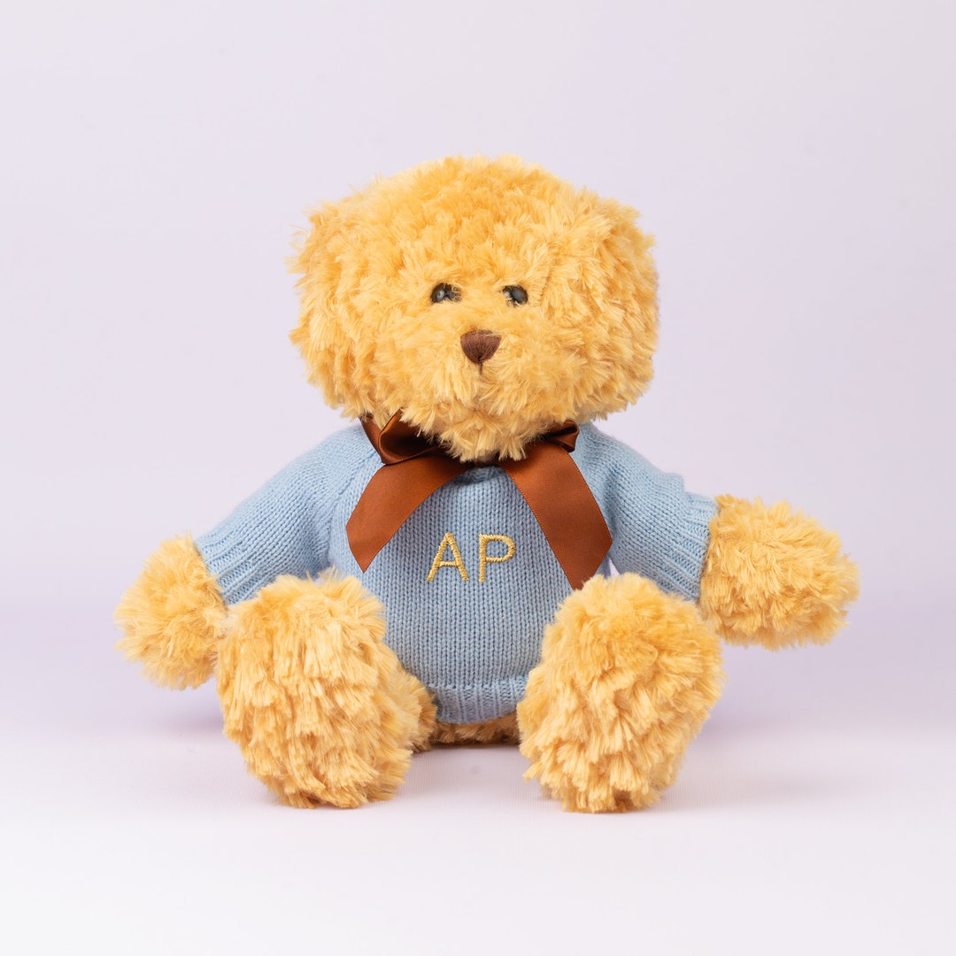 Personalised Brumble Bear Soft Toy With Knitted Jumper Baby - Etsy