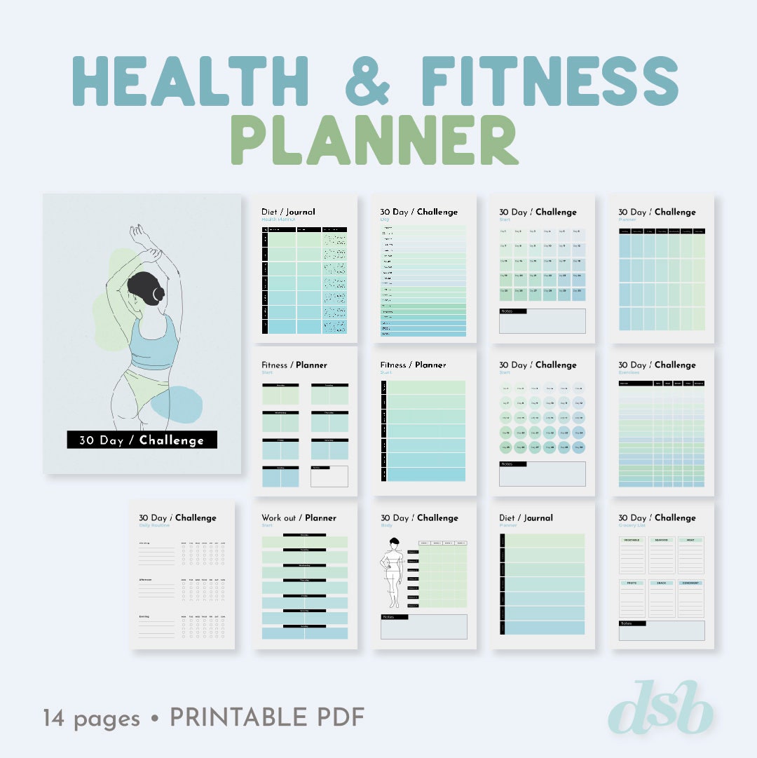 Fitness Planner Printable Weight Loss Tracker Workout Planner Fitness ...