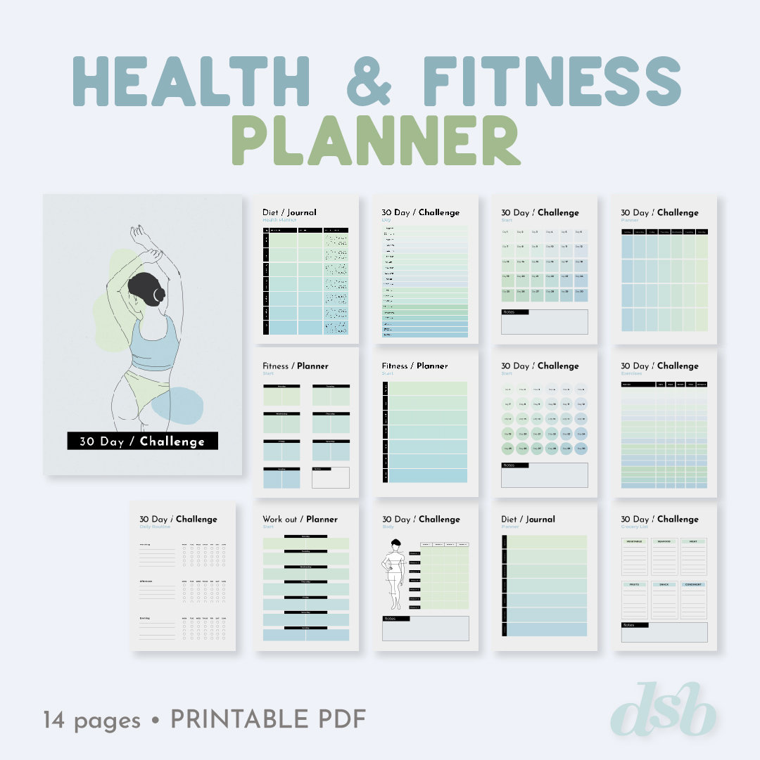 Fitness Planner Printable Weight Loss Tracker Workout Planner Fitness ...