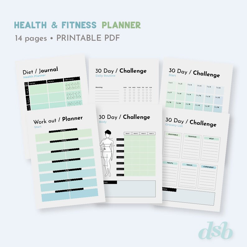 Fitness Planner Printable Weight Loss Tracker Workout Planner Fitness ...