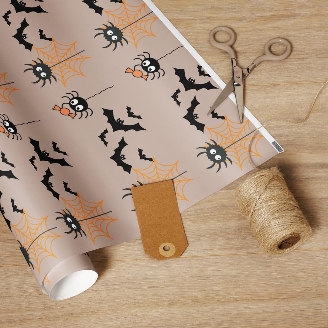 Spooky Spider & Bats Halloween Gift Wrap: Fun Party Supplies - Etsy