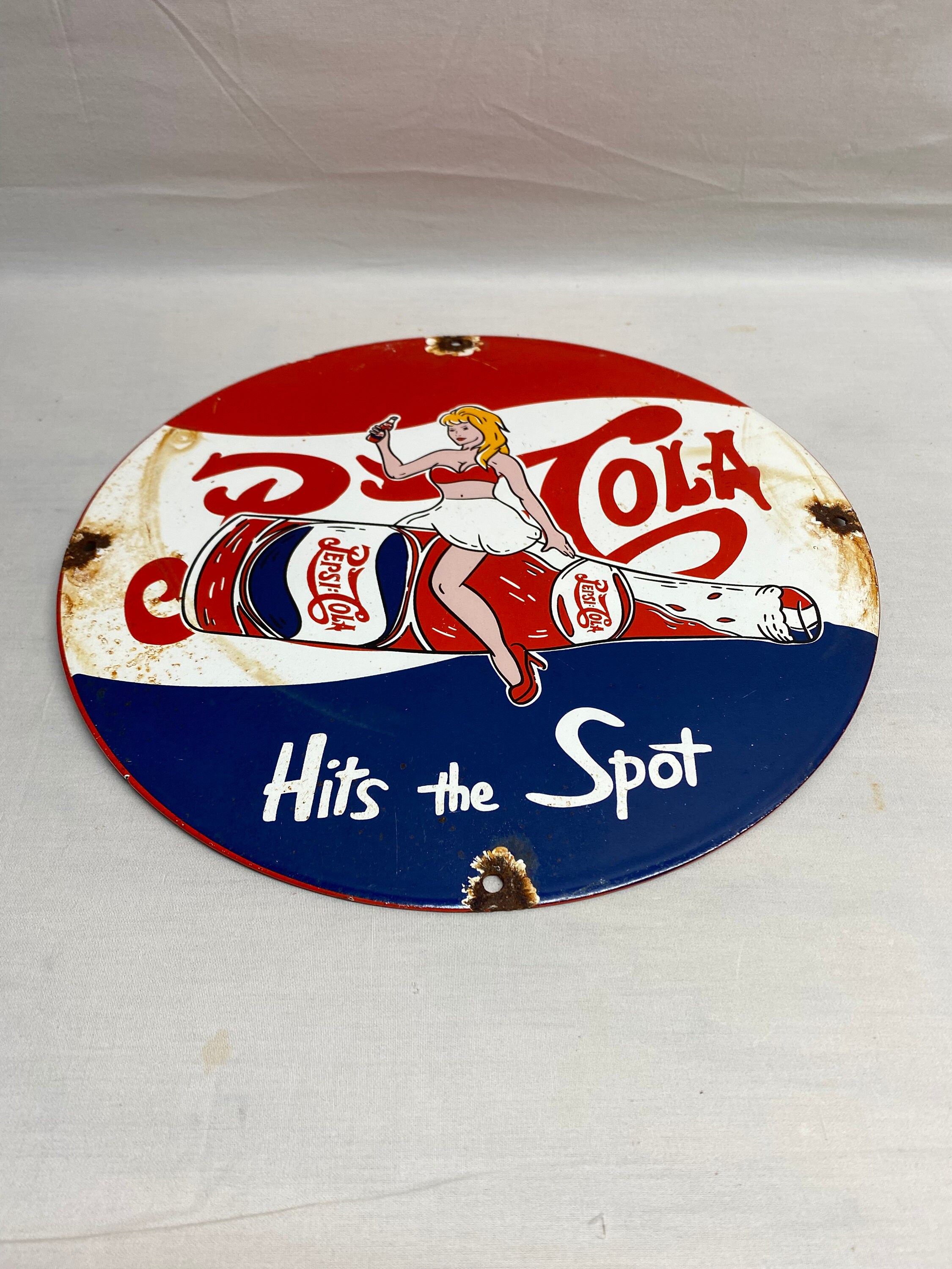 Pepsi Cola Vintage Porcelain Enamel Sign Service Station - Etsy