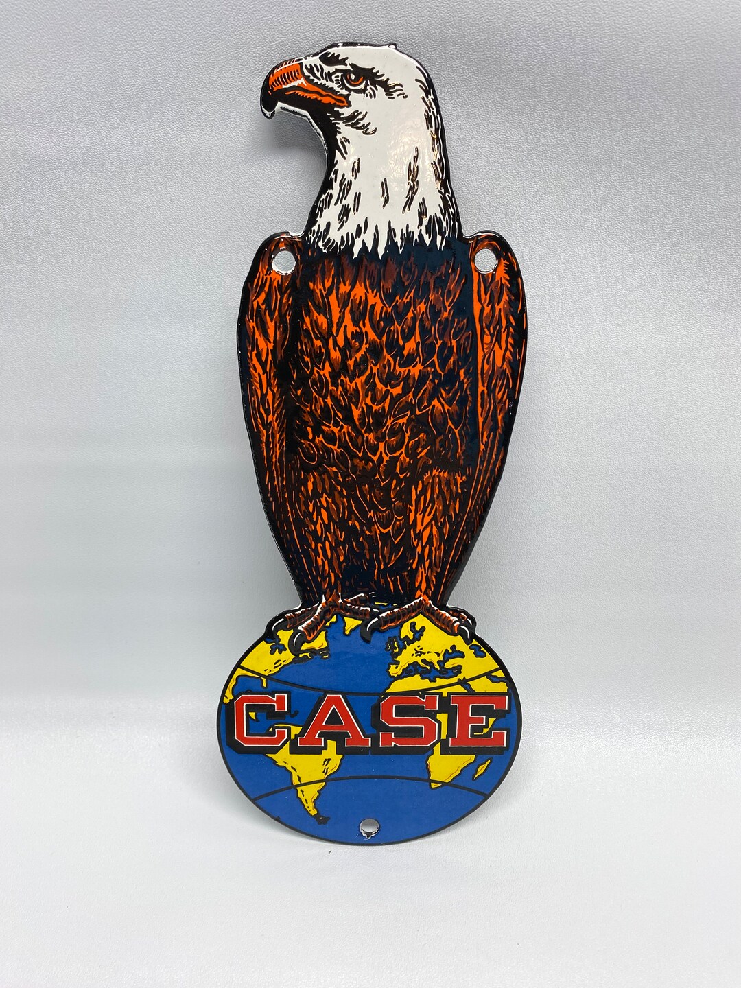 Case Eagle Farm Equipment Tractor Die Cut Vintage Porcelain Enamel Sign ...