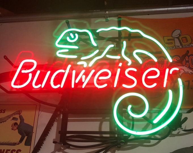 Vintage Budweiser Lizard Neon - Etsy