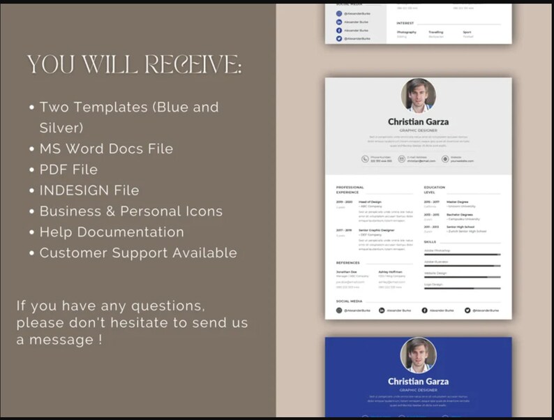Professional CV Template Resume Template Word Editable - Etsy