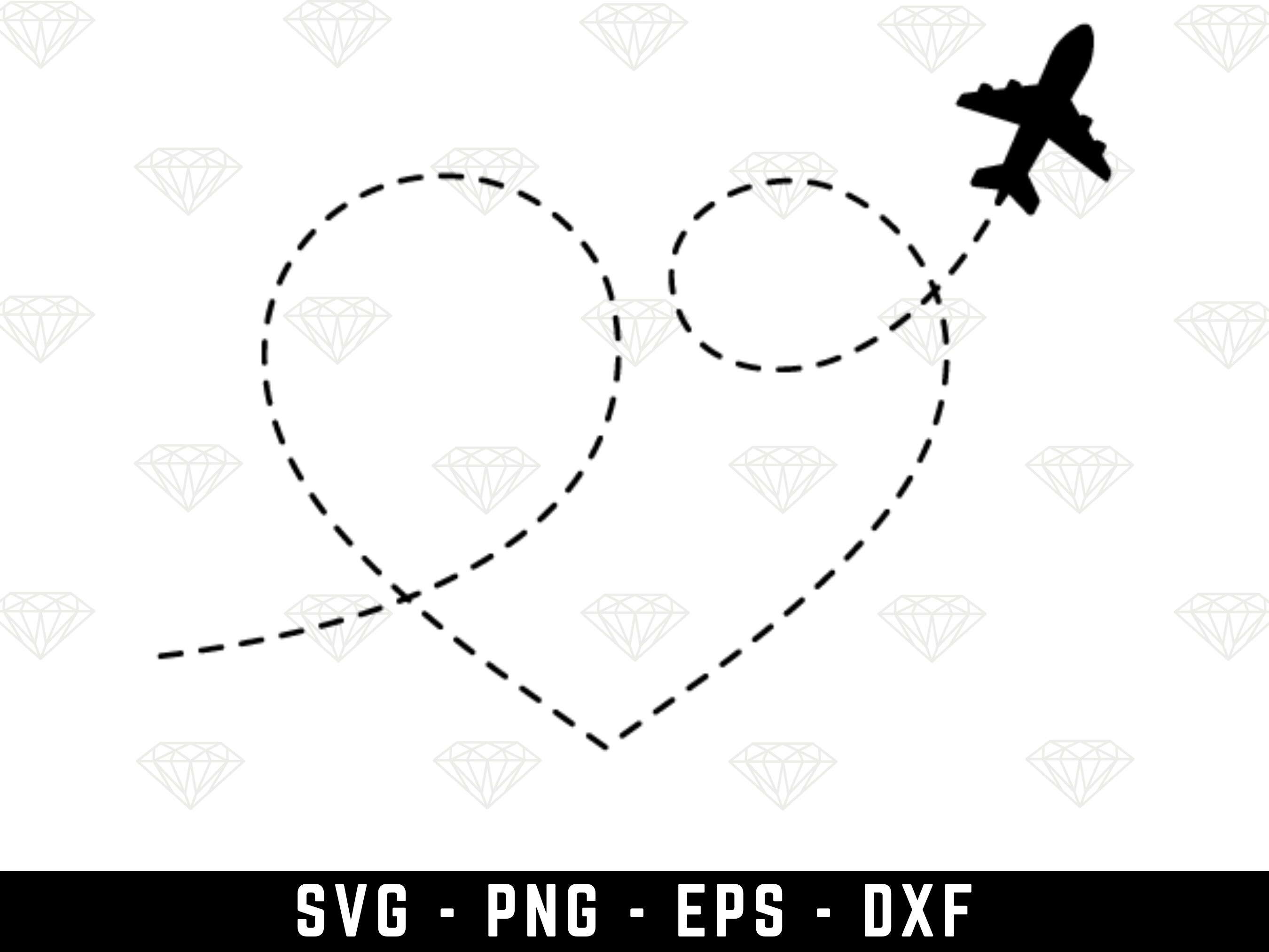 Airplane Heart Svg Bundle, Dotted Line Svg, Airplane Svg, Travel Svg ...